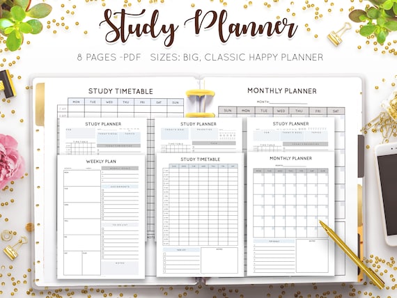 Study Planner Student Planner Digital Study Planner Back to - Etsy