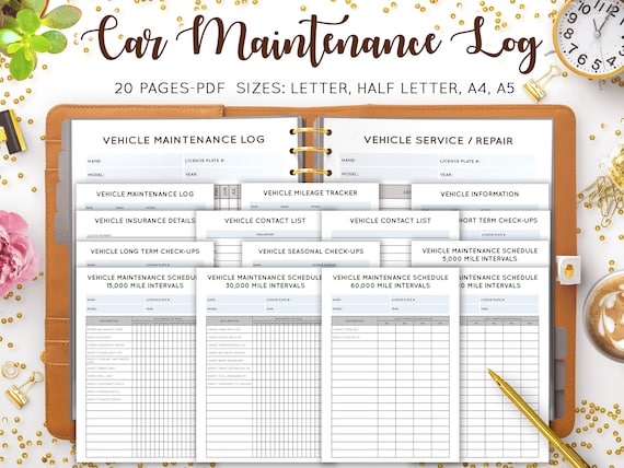 Car Maintenance Log Vehicle Maintenance Car Log Book Car - Etsy