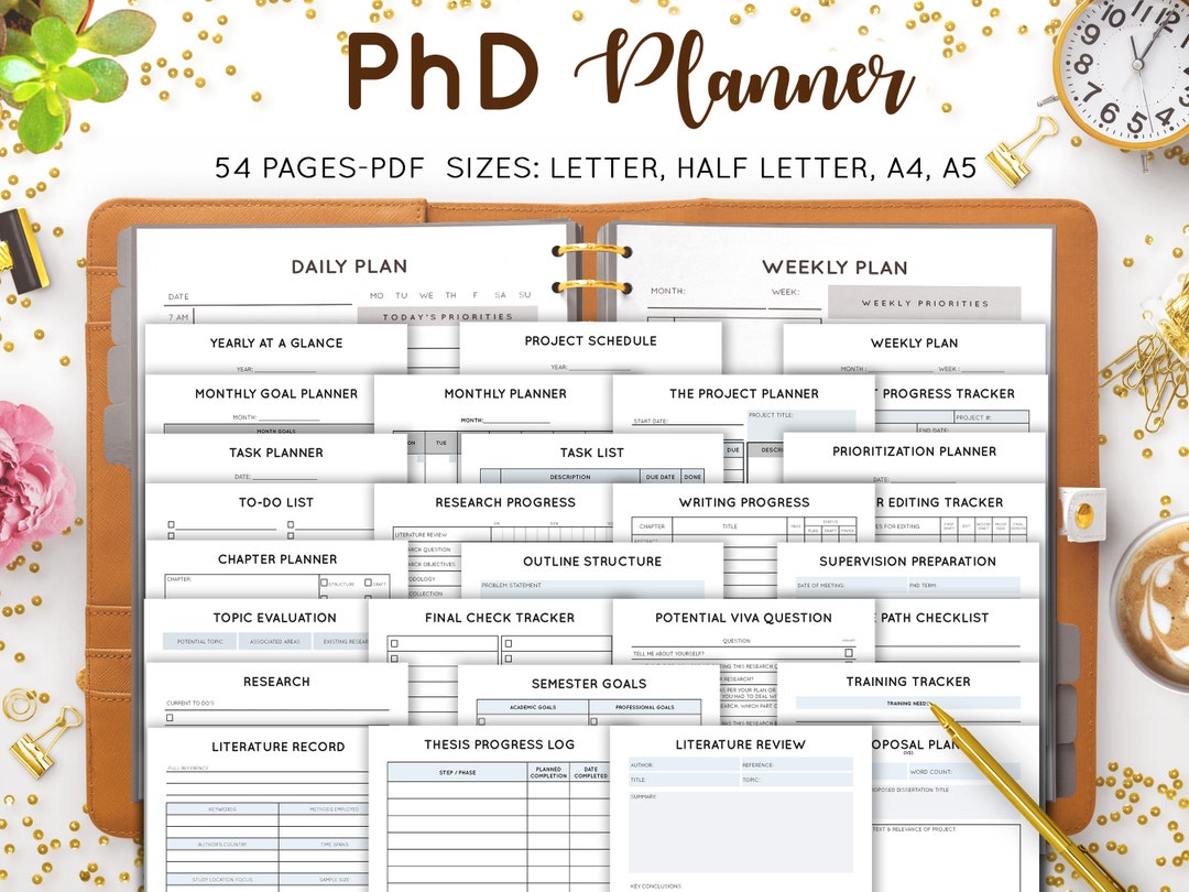 Phd Planner, Graduate School Planner, Thesis Planner, Dissertation ...