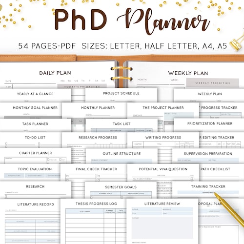 Phd Planner Graduate School Planner Thesis Planner - Etsy