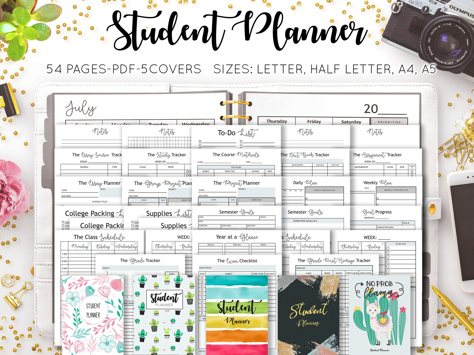 Student Planner Printable, Academic Planner, Study Template, Homeschool ...