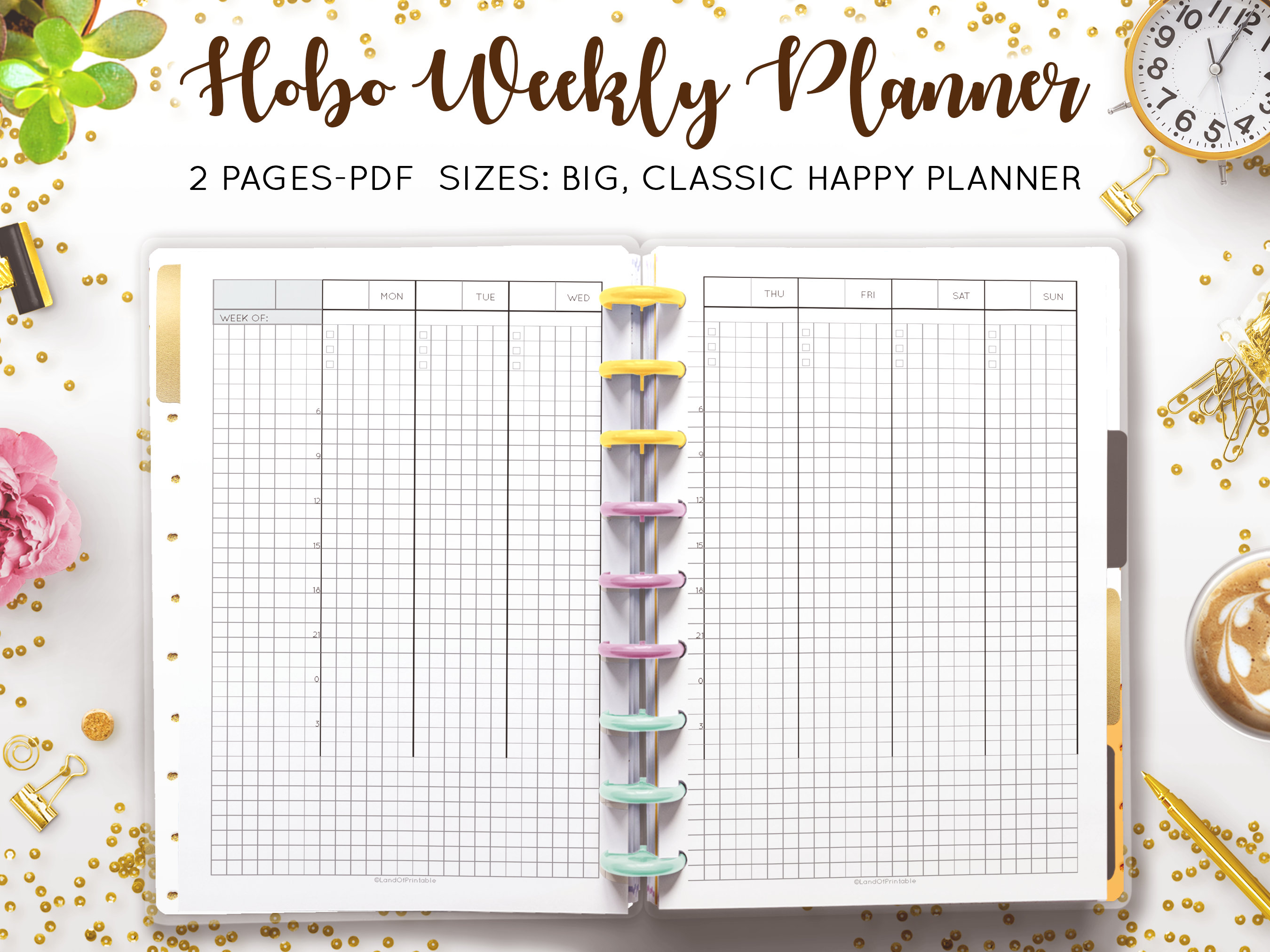 Hobonichi Week Planner, Undated, Weekly Planner Template, Grid Planner ...