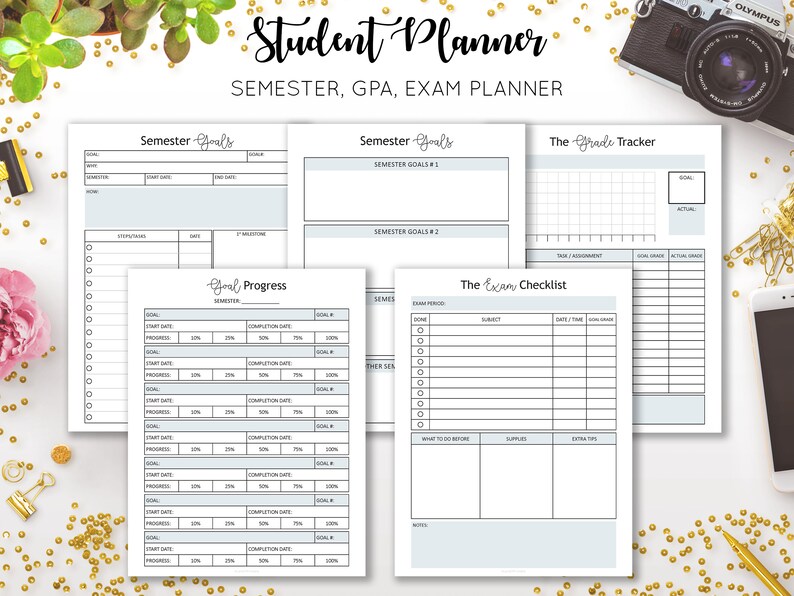 Student Planner Printable, Academic Planner, Study Template, Homeschool ...