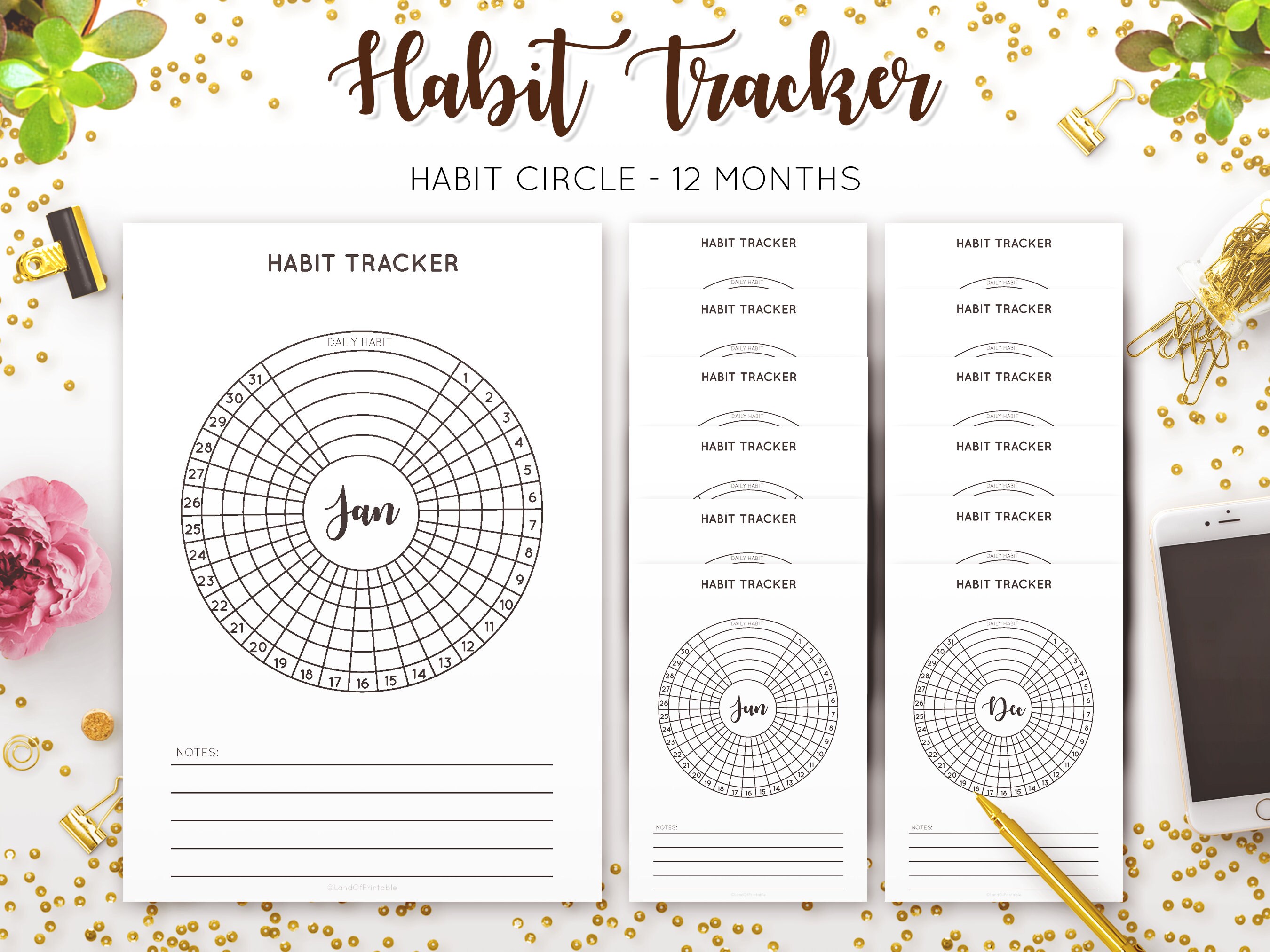 Habit Tracker Habits Journal Chart Daily Monthly Routine Log | Etsy
