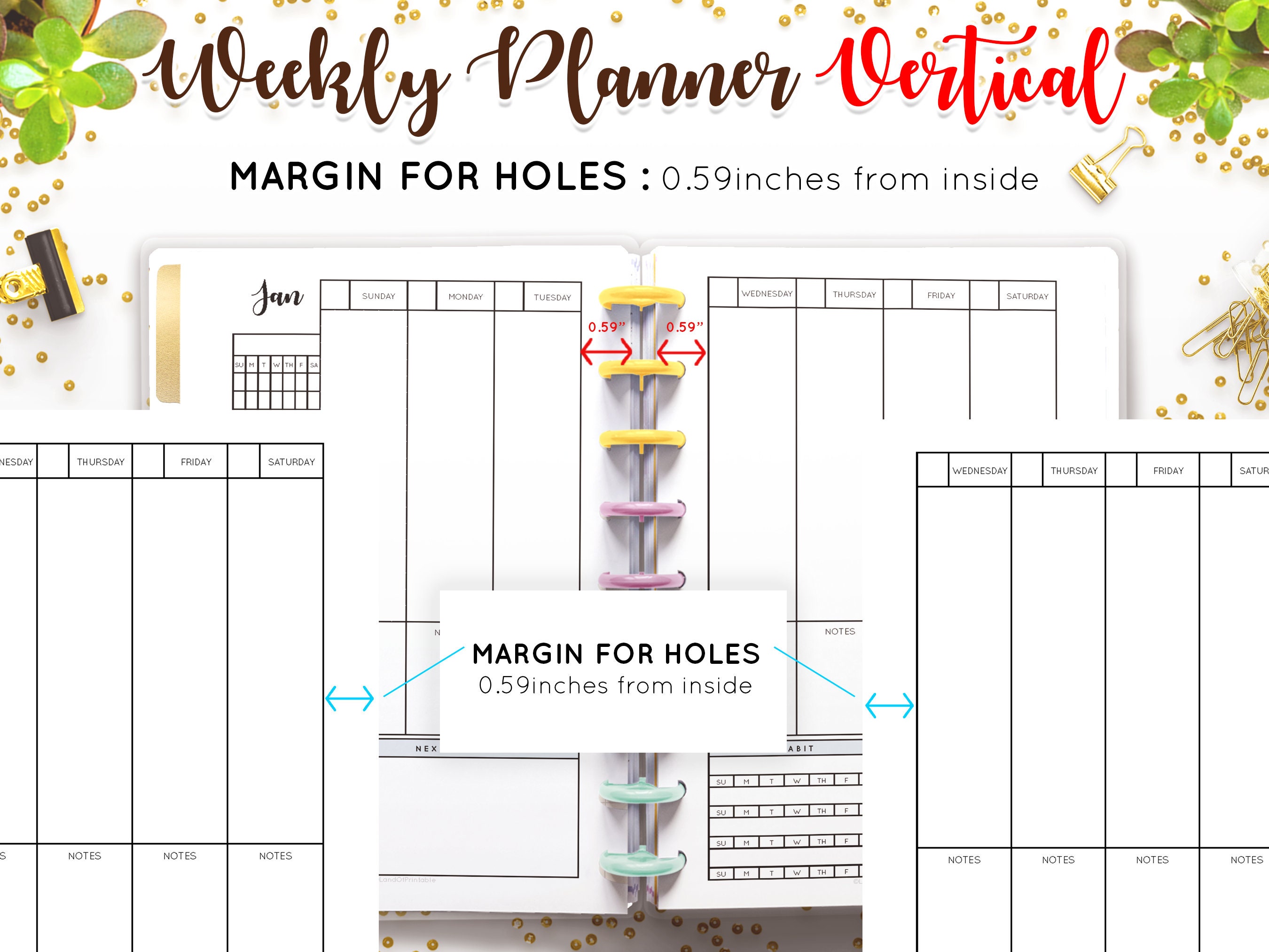 Weekly Planner Undated Vertical Layout 2 Page Worksheet Organizer Habit ...