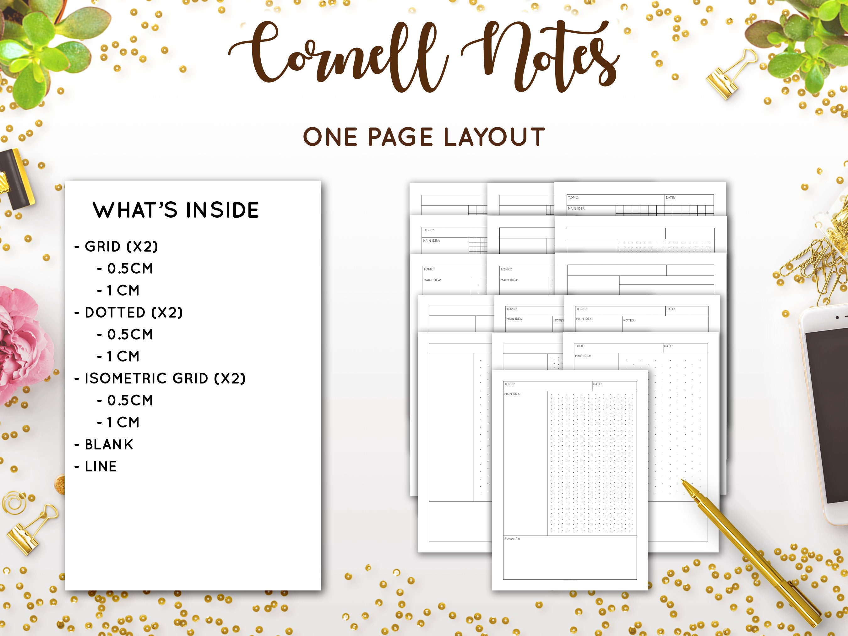 Cornell Note Template, Cornell Notes Method Paper, Note Taking ...