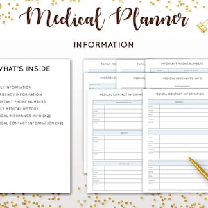 Medical Planner Printable, Medical Tracker, Medical Binder, Health Care ...
