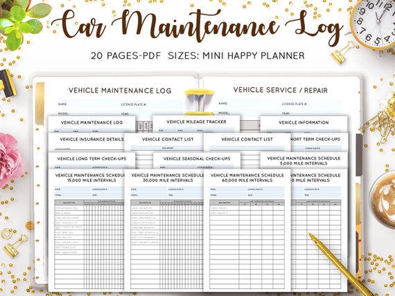 Car Maintenance Log Vehicle Maintenance Car Log Book Car - Etsy
