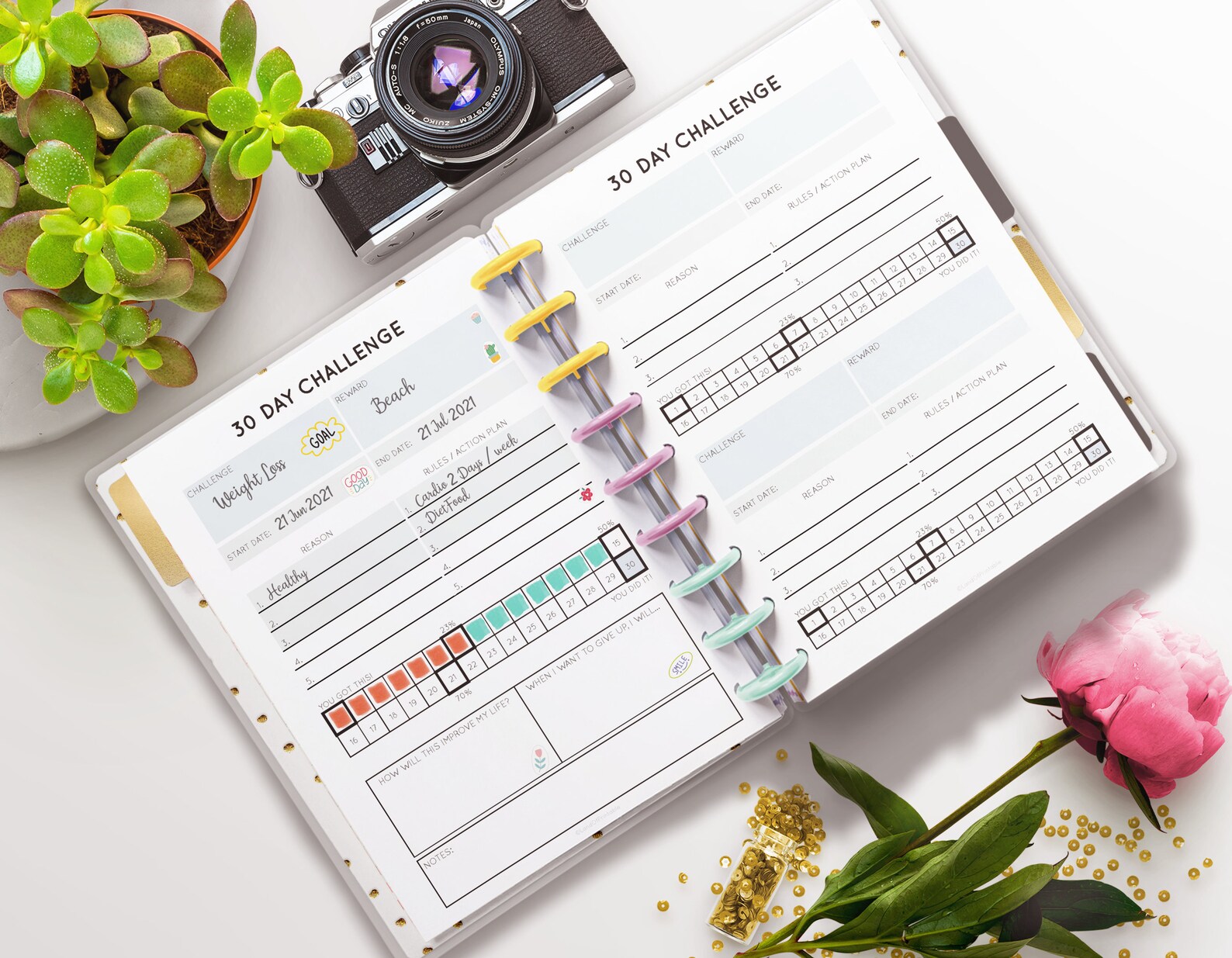 30 Day Challenge Tracker, Habit Tracker Template, Daily Habit, Goal ...