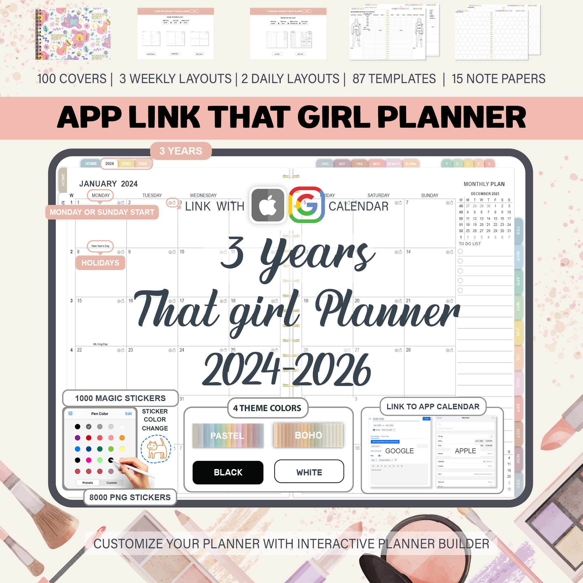 THAT GIRL Planner, 2024 2025 2026, Dated Digital Planner, Weekly and ...