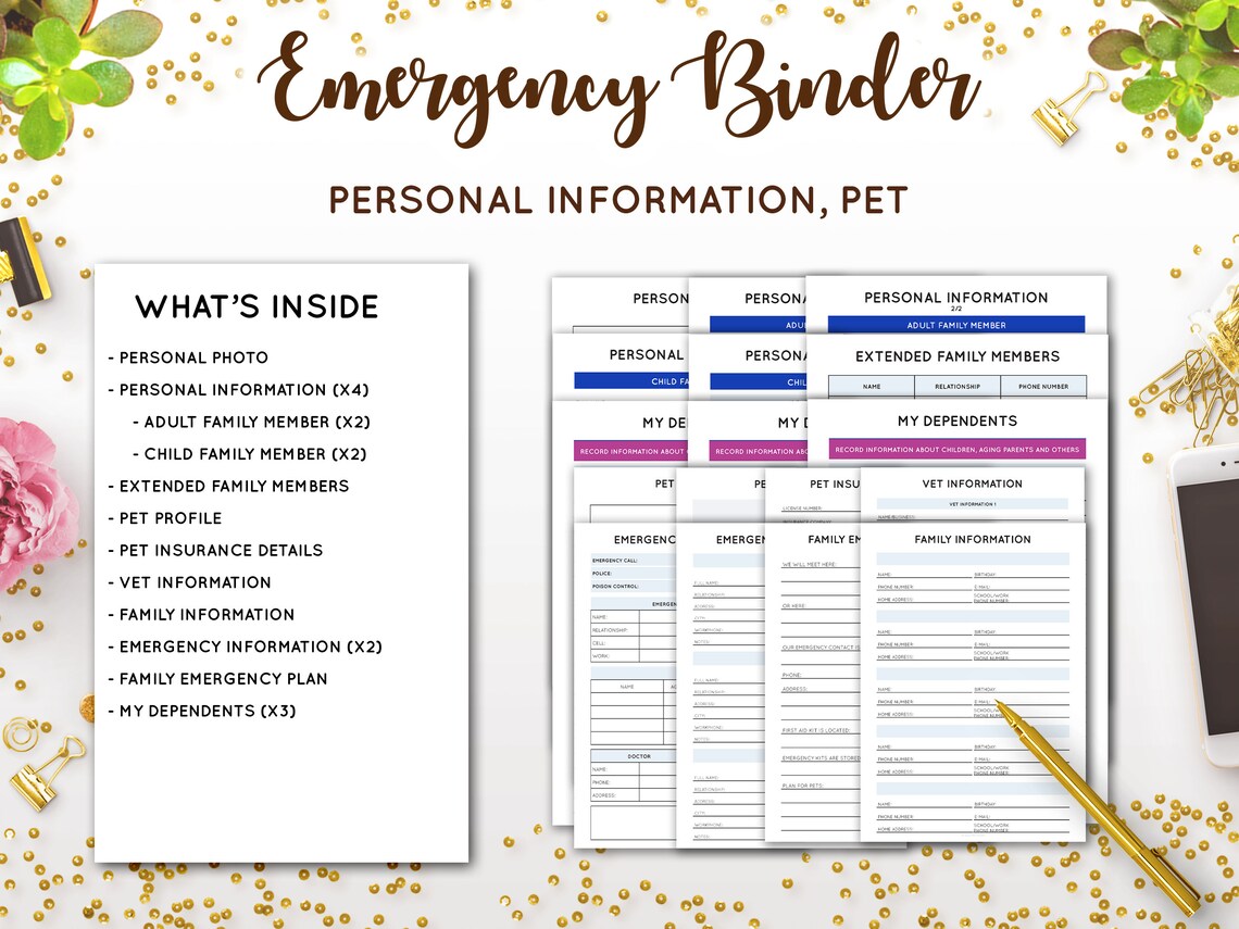Emergency Binder Emergency Preparedness Printable in Case of - Etsy