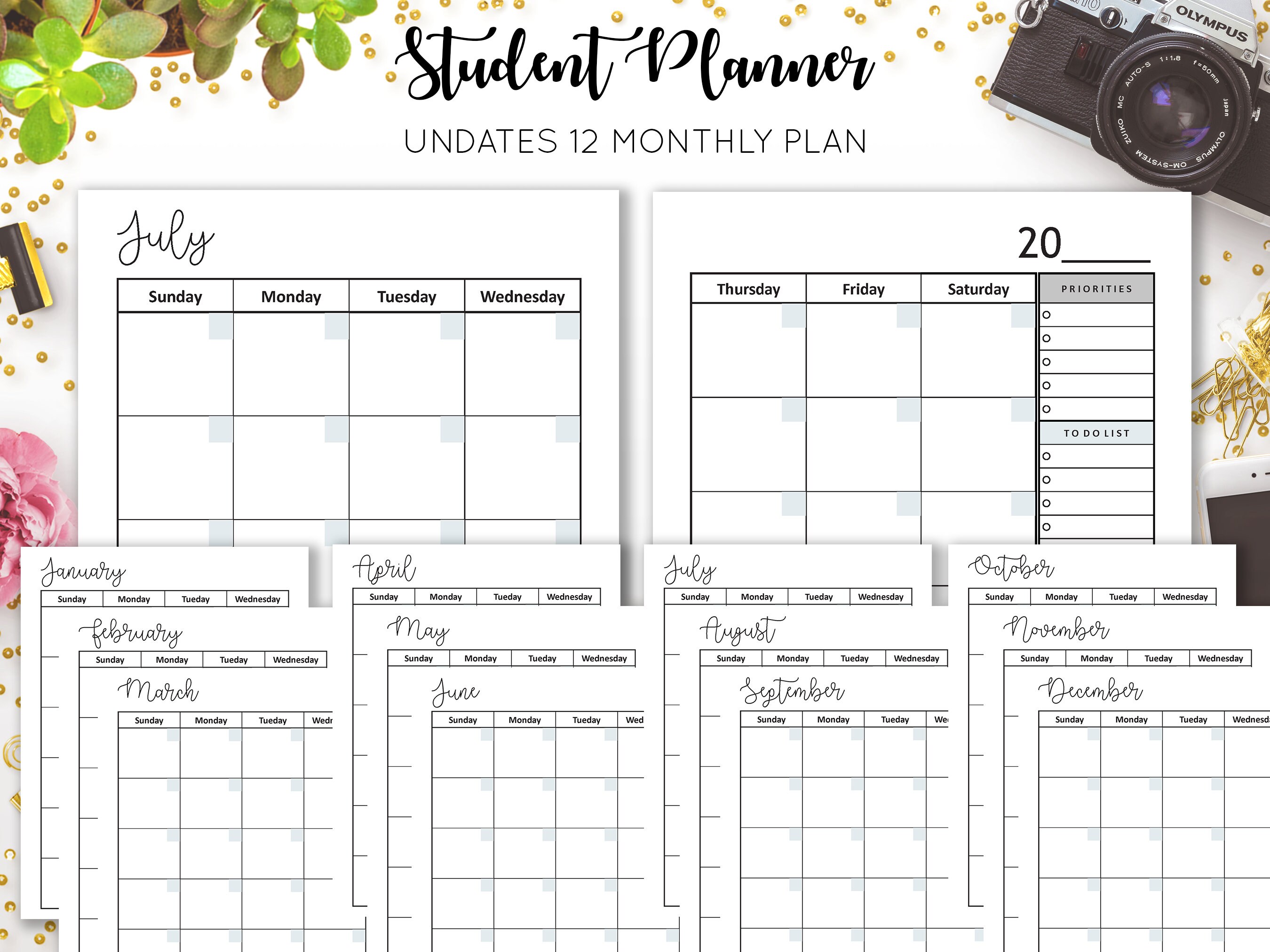 Student Planner Printable, Academic Planner, Study Template, Homeschool ...