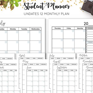 Student Planner Printable, Academic Planner, Study Template, Homeschool ...