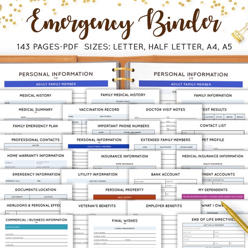 Emergency Binder Emergency Preparedness Printable in Case of | Etsy