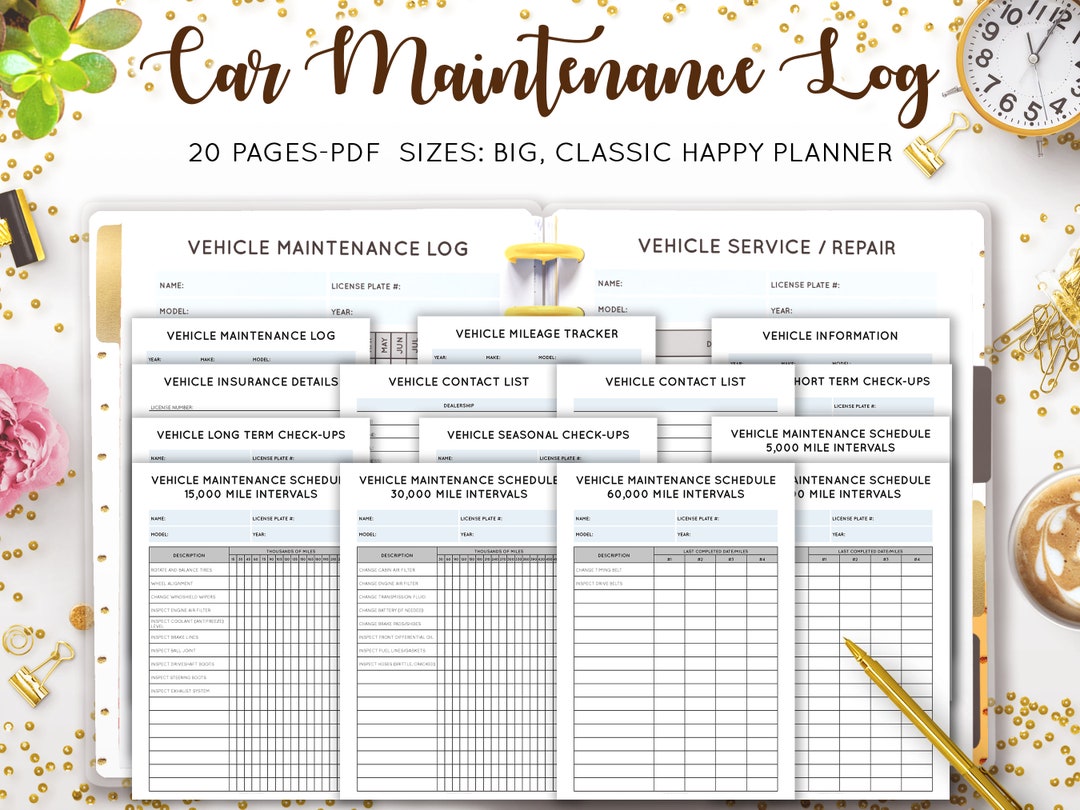 Car Maintenance Log, Vehicle Maintenance, Car Log Book, Car Maintenance ...