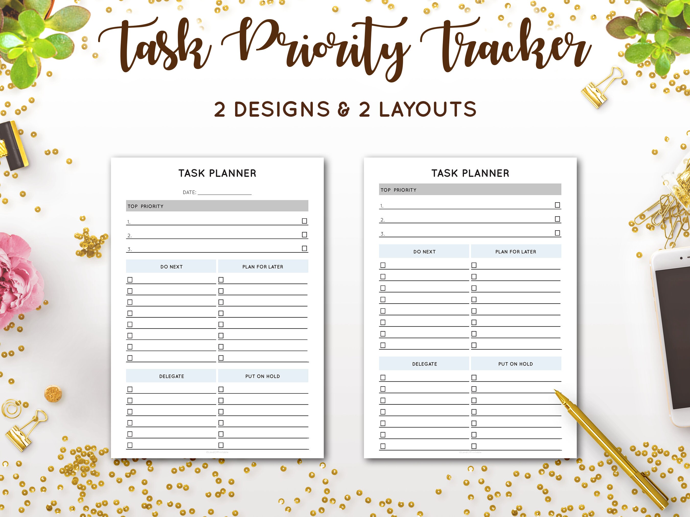 Task Tracker to Do List Planner Printable Matrix Priority List Insert ...