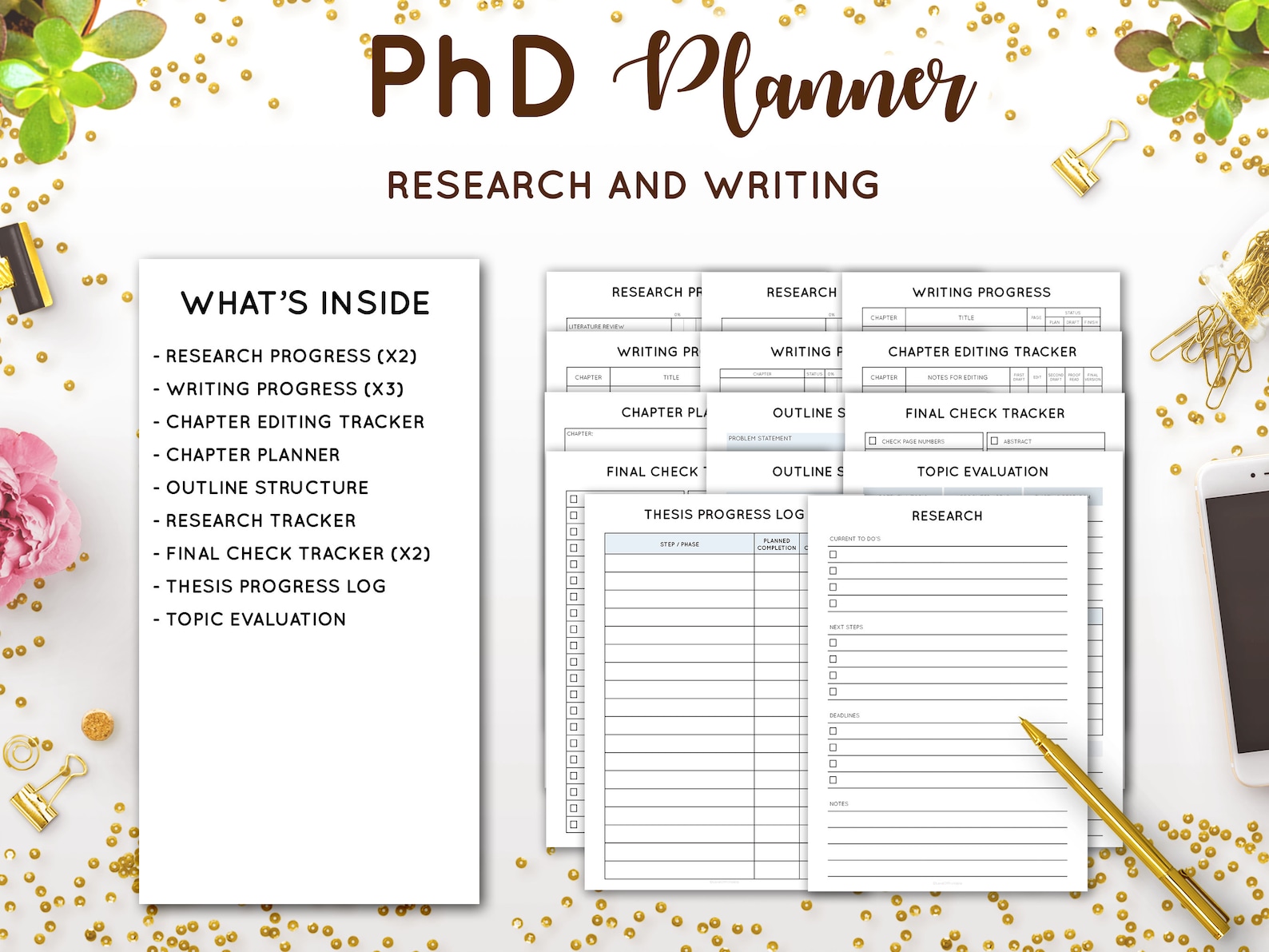 Phd Planner Graduate School Planner Thesis Planner - Etsy