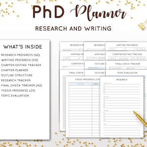 Phd Planner, Graduate School Planner, Thesis Planner, Dissertation ...