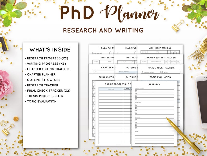 Phd Planner, Graduate School Planner, Thesis Planner, Dissertation ...