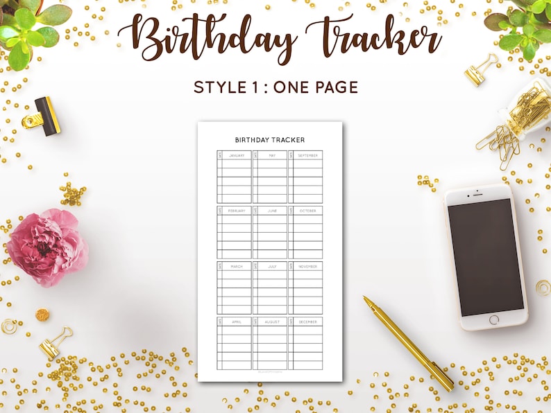 Birthday Tracker Printable, Birthday Tracker Calendar, Perpetual Calendar Birthday, Filofax ...