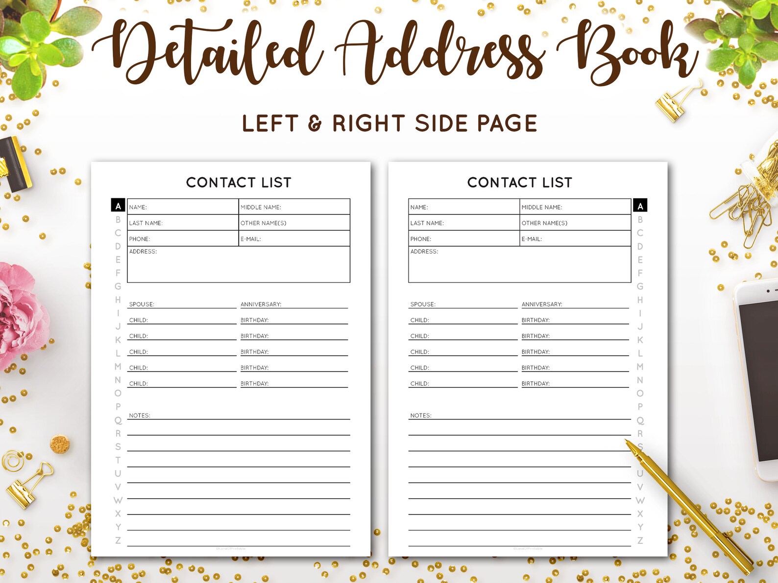 Detailed Address Book Contact List Log Contact Book Address Book With ...