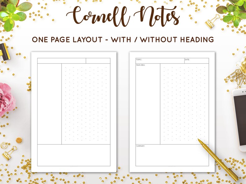 Cornell Note Template, Cornell Notes Method Paper, Note Taking ...