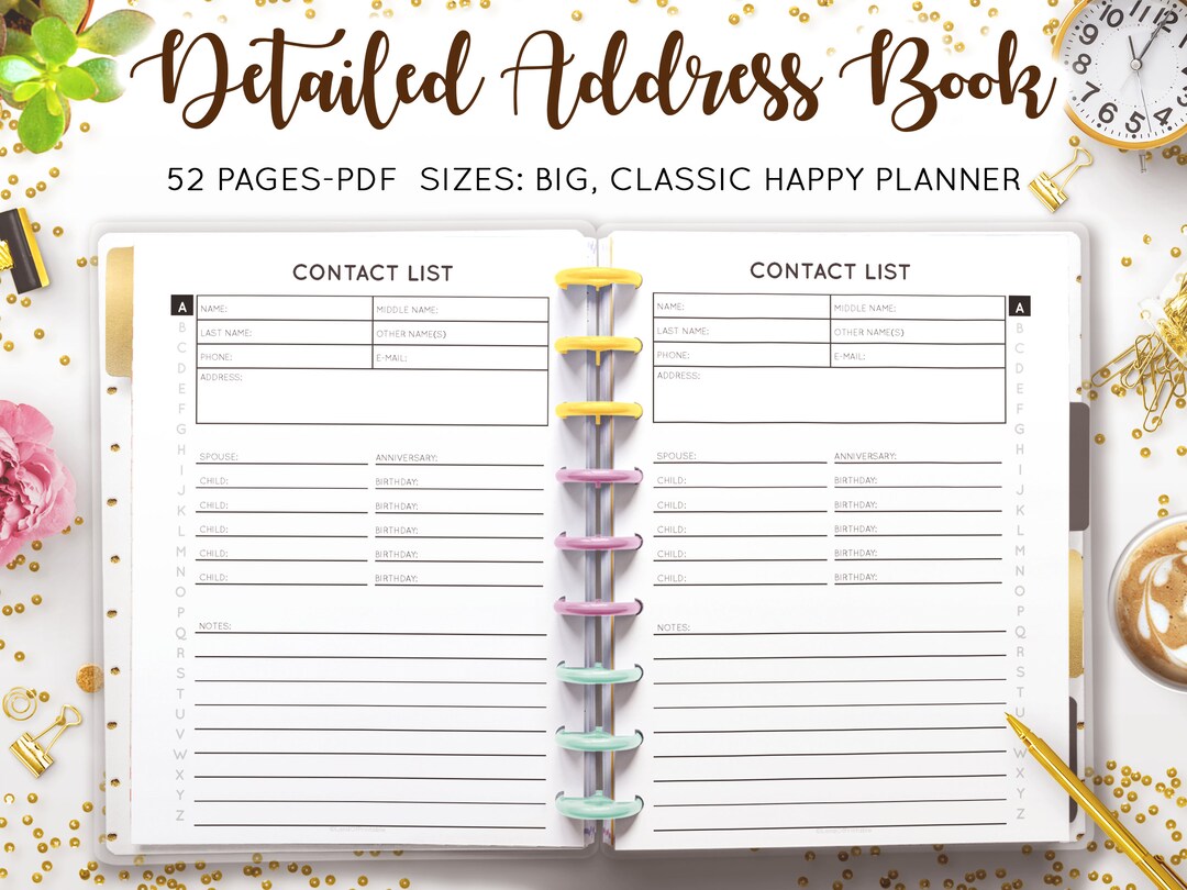 Detailed Address Book Contact List Log Contact Book With Tabs List ...