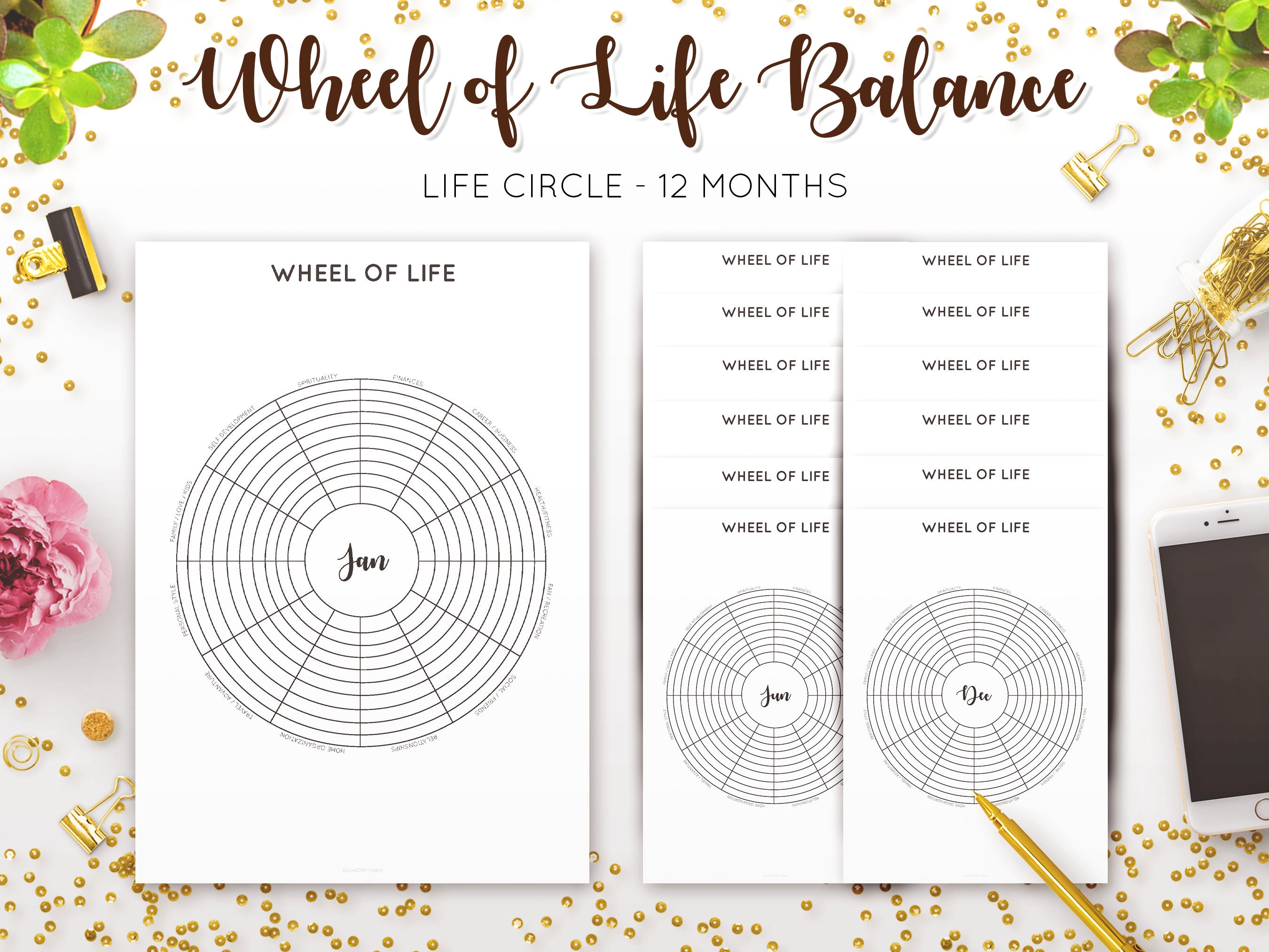 Wheel of Life Template Wheel of Life Balance Goal Planner - Etsy