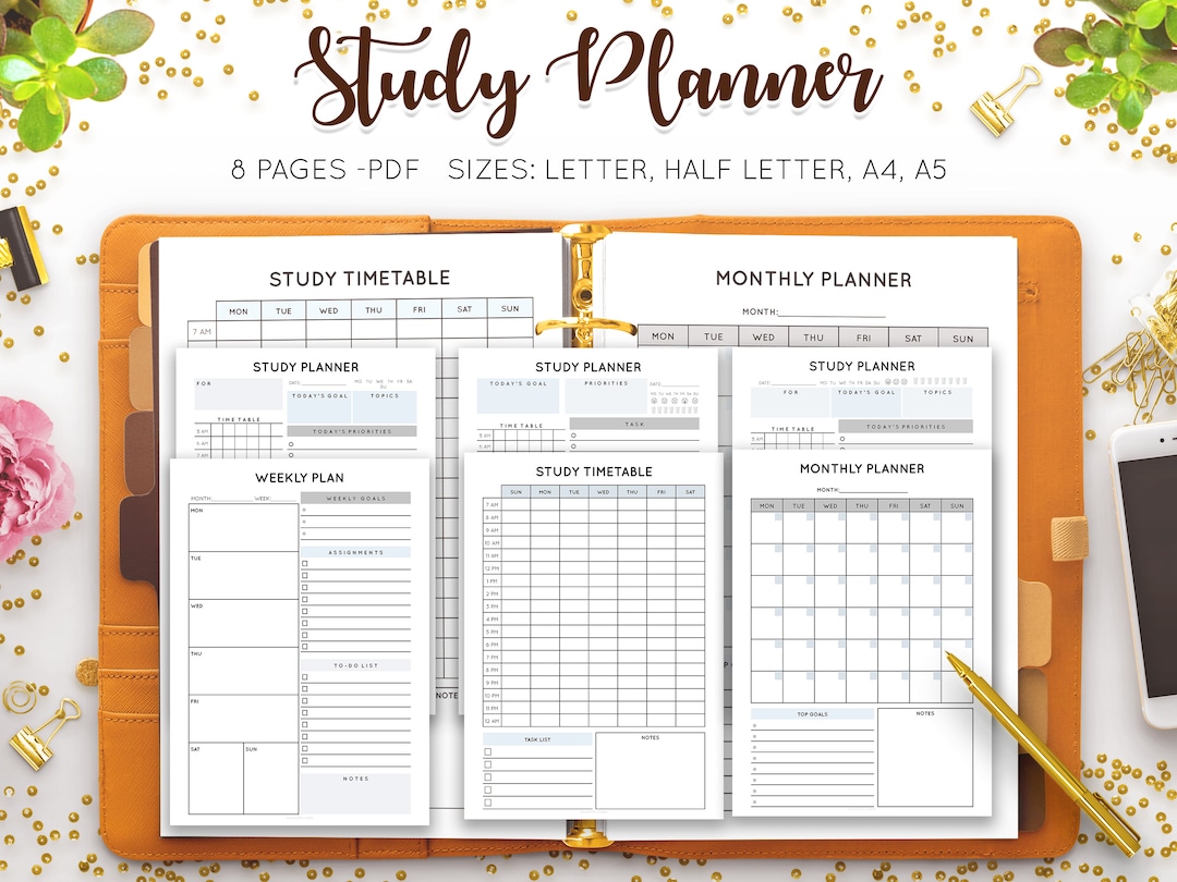 Study Planner, Student Planner, Digital Study Planner, Daily Plan, Back ...