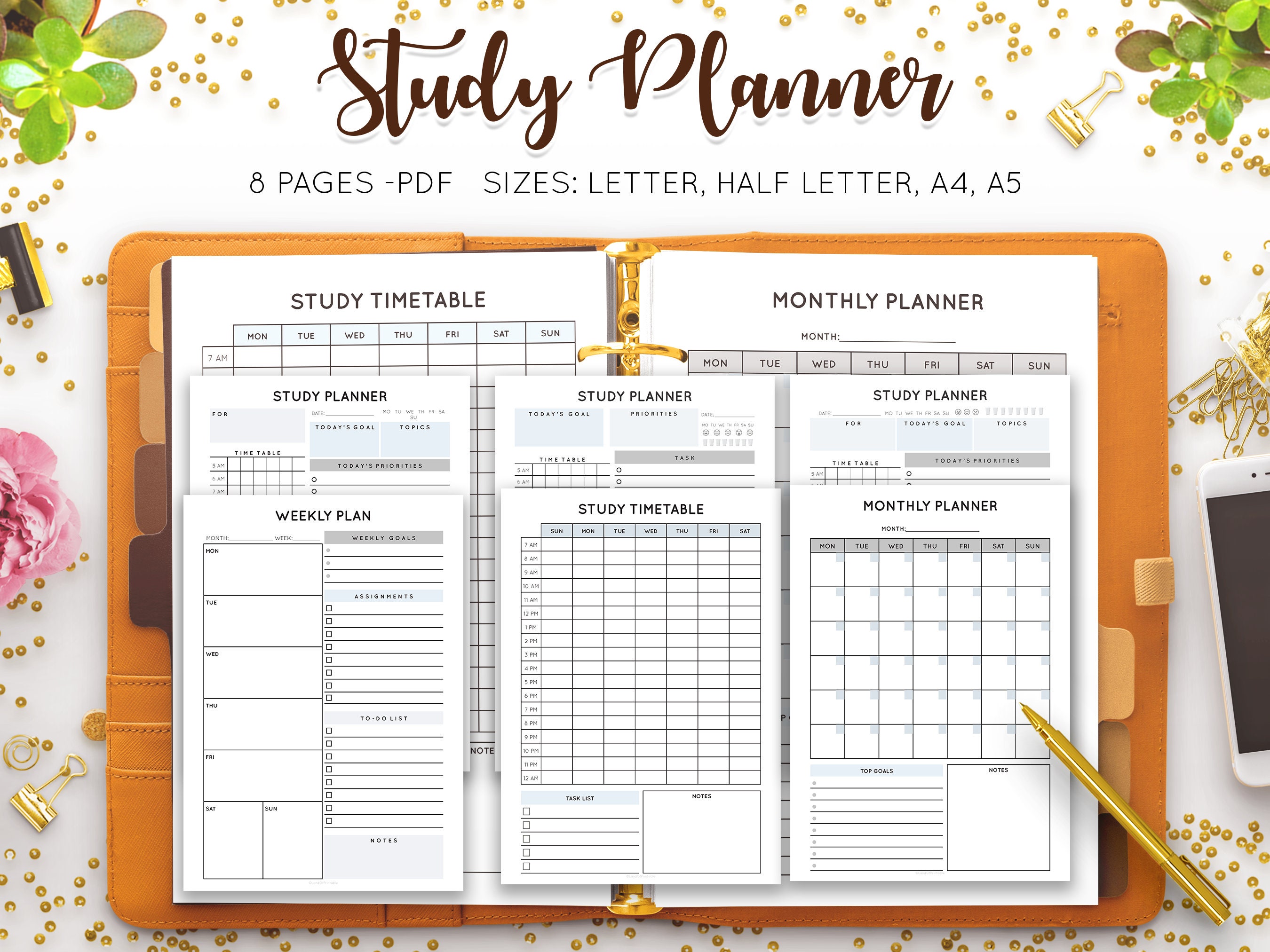 Study Planner Student Planner Digital Study Planner Daily - Etsy