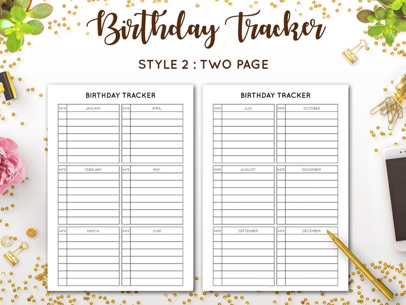 Birthday Tracker Perpetual Calendar Birthday Reminder Birthday Planner ...