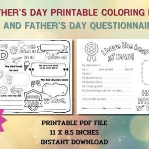 Father's Day Printable All About My Dad Printable Father' Diy Keepsake ...