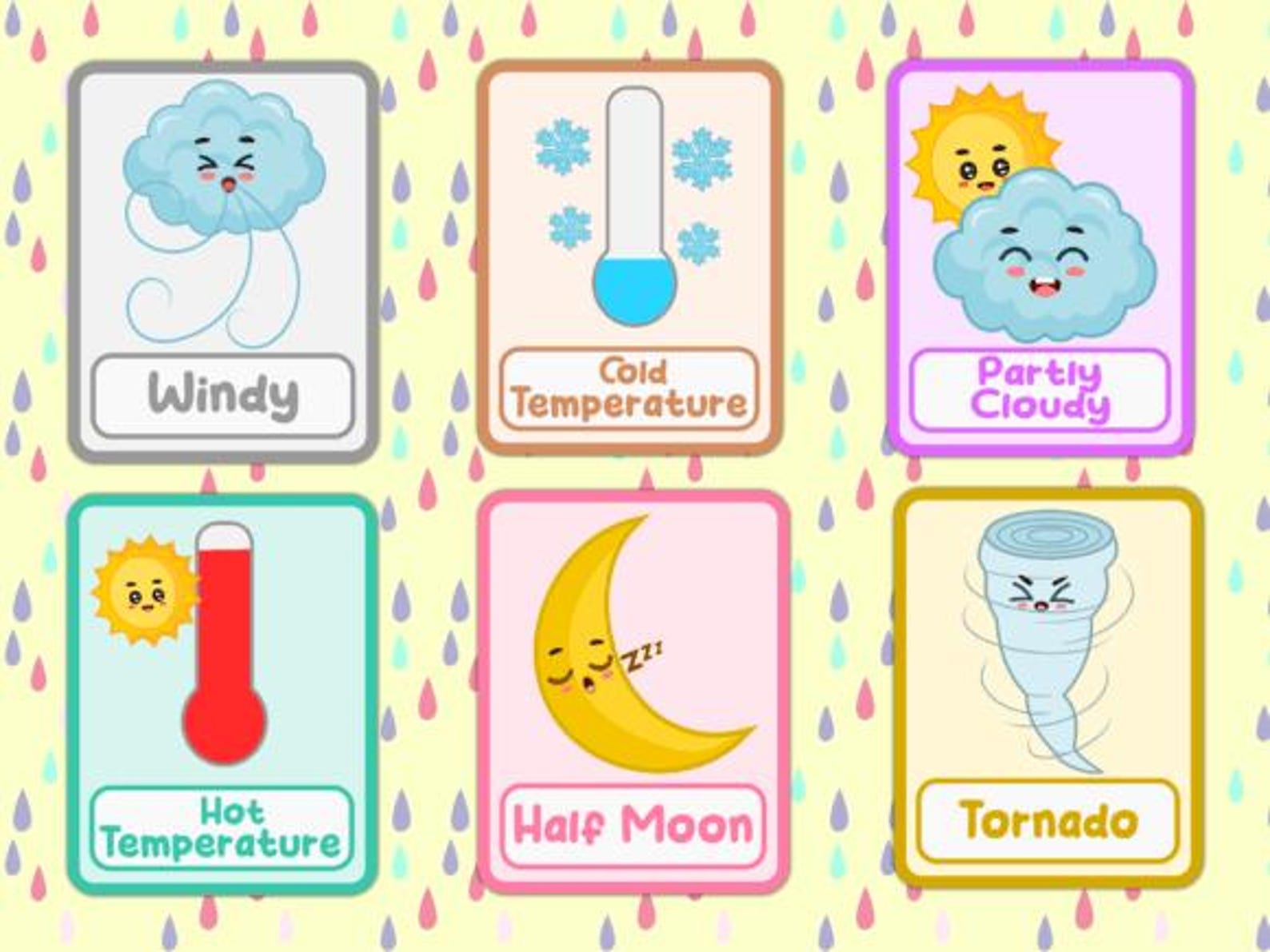 Weather Flash Cards, Preschool Printable Activities, Learn the Weather ...