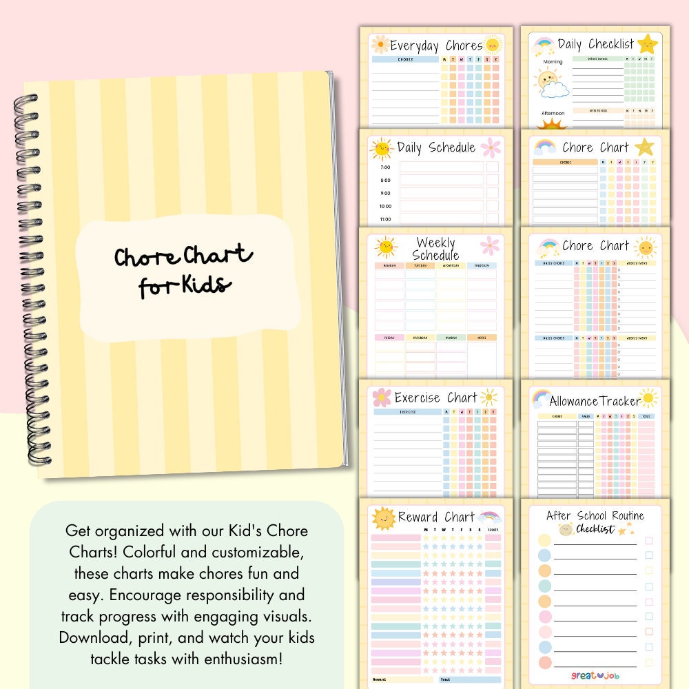 Daily Checklist | Editable Kids Chore Chart Bundle | Screen Time ...
