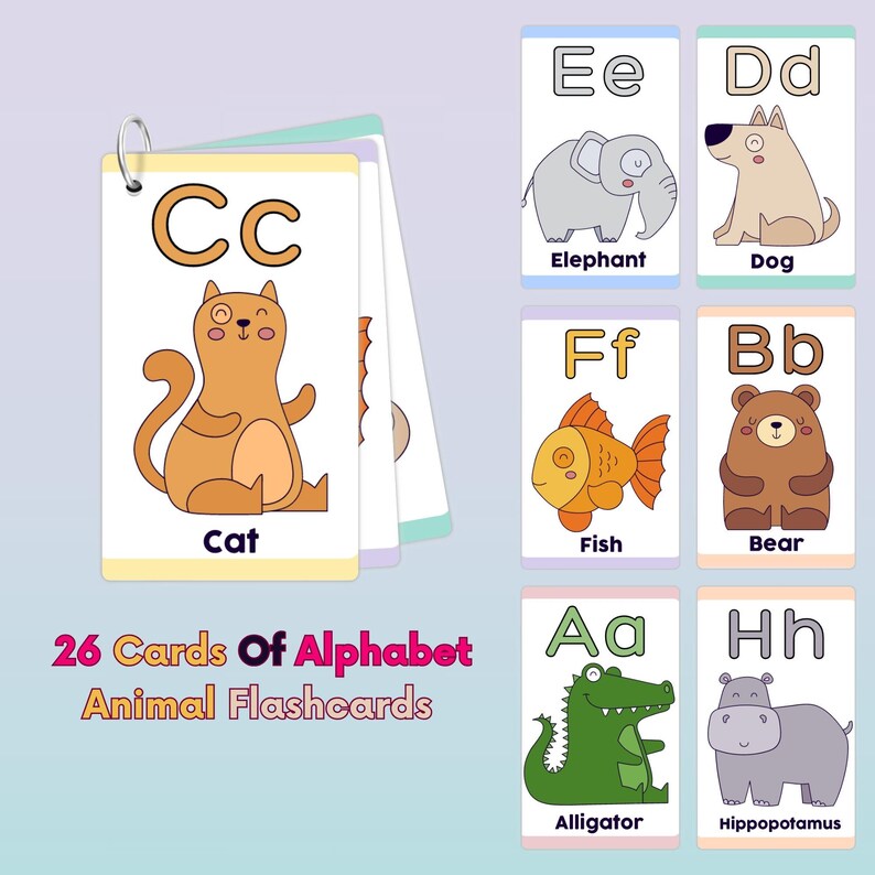 Alphabet Animal Flashcards, Printable Educational Flashcards for ...