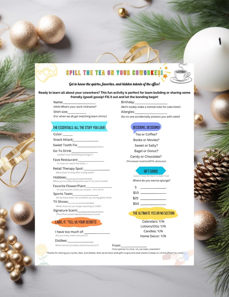 Get to Know Me Printable, My Favorite Things List, Team Building, New ...