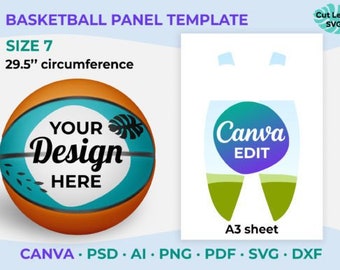 Basketball Panel Template, Size 7 Basketball Template, Canva Template ...