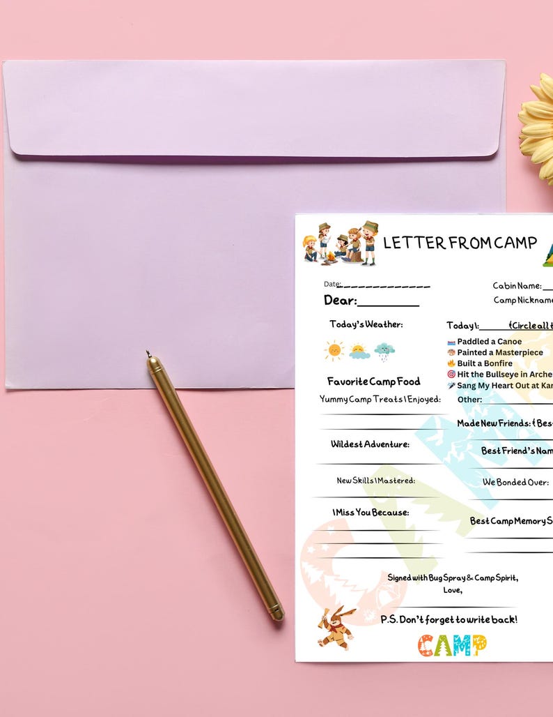 Printable Letter From Camp | Instant Download | Summer Camp Letter ...