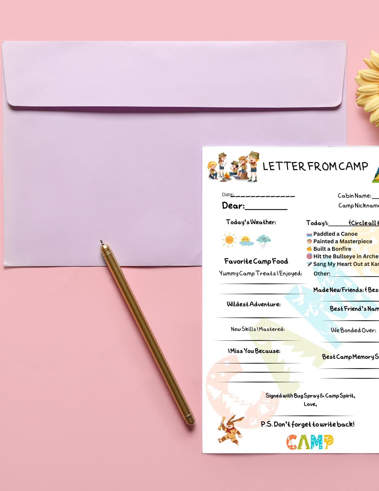 Printable Letter From Camp | Instant Download | Summer Camp Letter ...