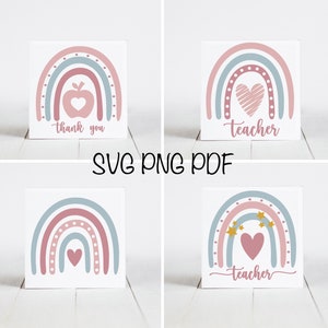 Boho Rainbow Svg Bundle, Teacher Rainbow Svg, Thank You Teacher Svg ...