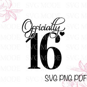 Officially 16 SVG PNG, 16th Birthday Svg, Sweet 16 Shirt Svg, It's My ...