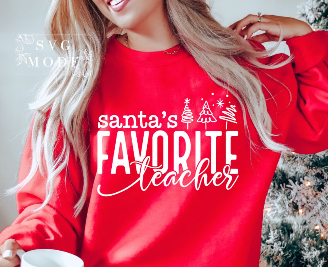 Santa's Favorite Teacher SVG PNG PDF, Merry Teacher Svg, Teacher Svg ...