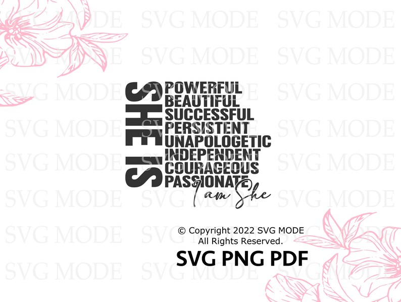 She is Strong SVG PNG PDF Positive Svg Motivational Svg - Etsy UK