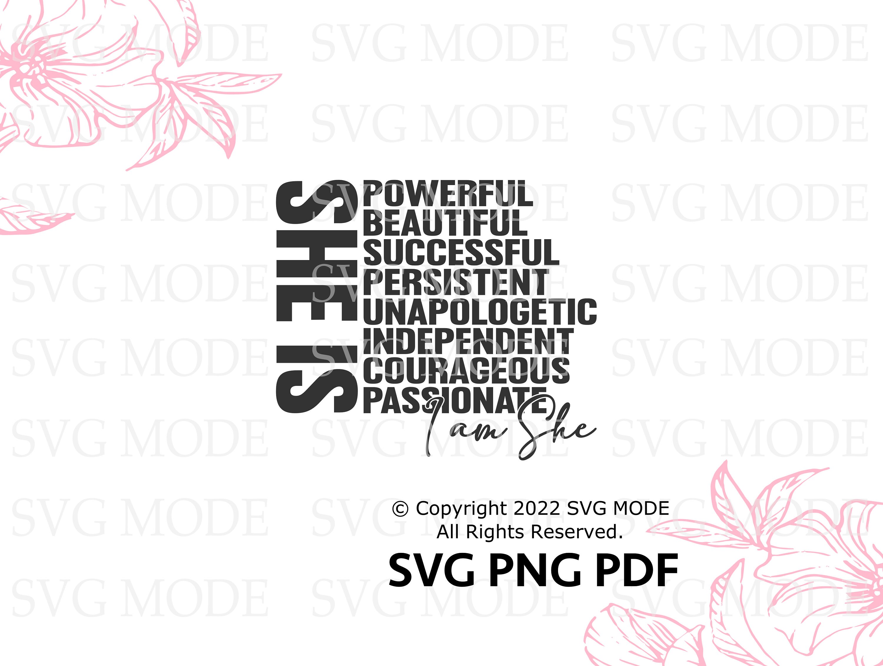 She is Strong SVG PNG PDF, Positive Svg, Motivational Svg, Self Love ...