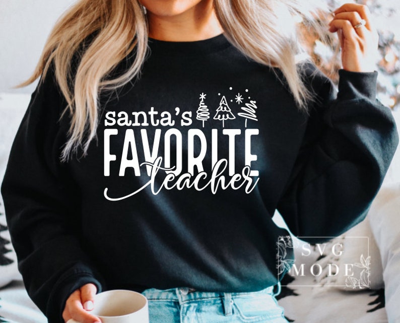 Santa's Favorite Teacher SVG PNG PDF, Merry Teacher Svg, Teacher Svg ...