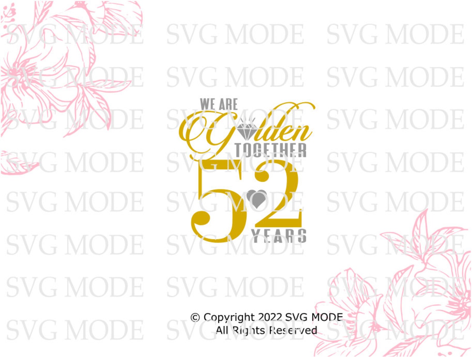 52nd Wedding Anniversary SVG PNG PDF, 52nd Anniversary Svg, 52nd ...