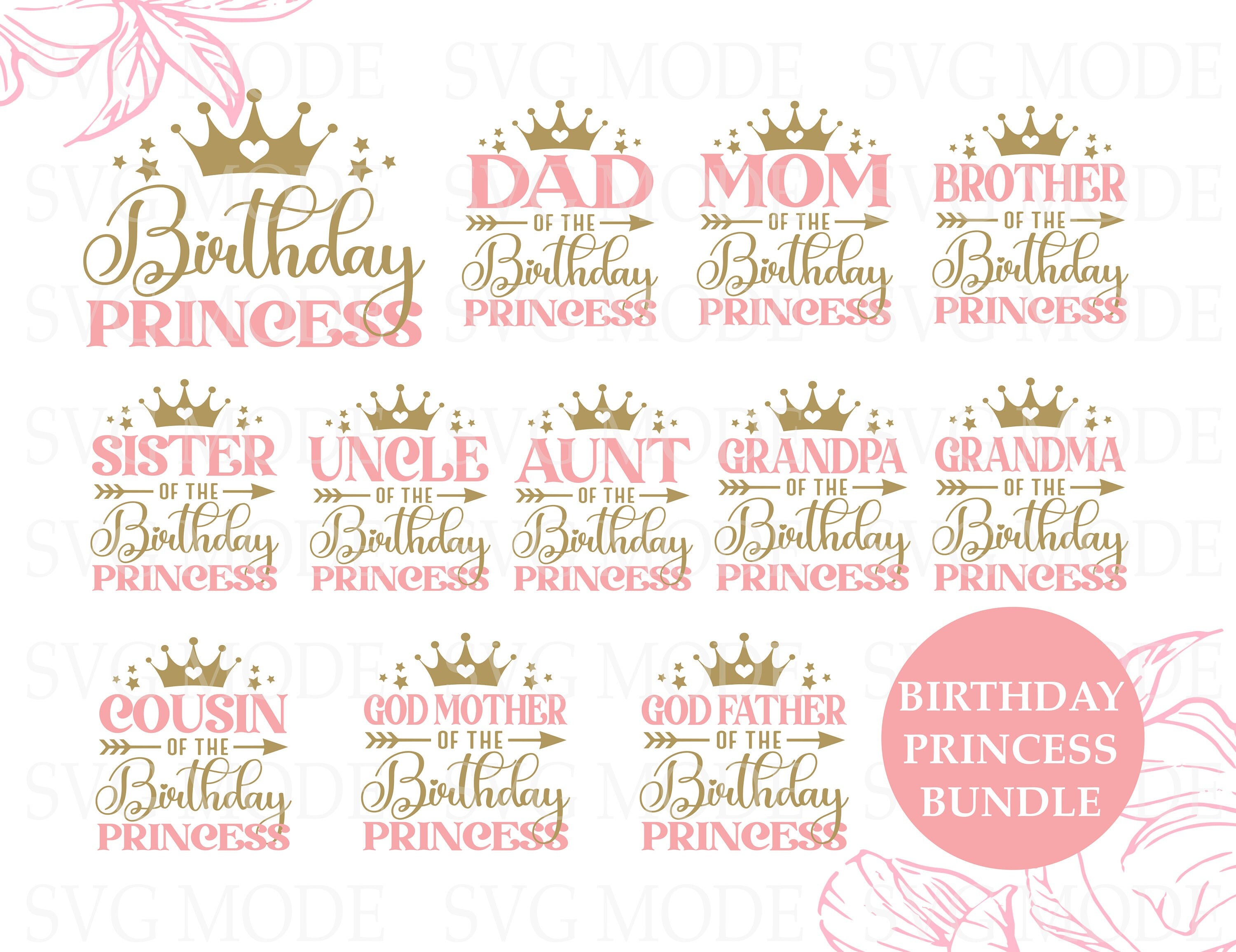 Birthday Princess Svg Bundle Mom of the Birthday Princess - Etsy UK