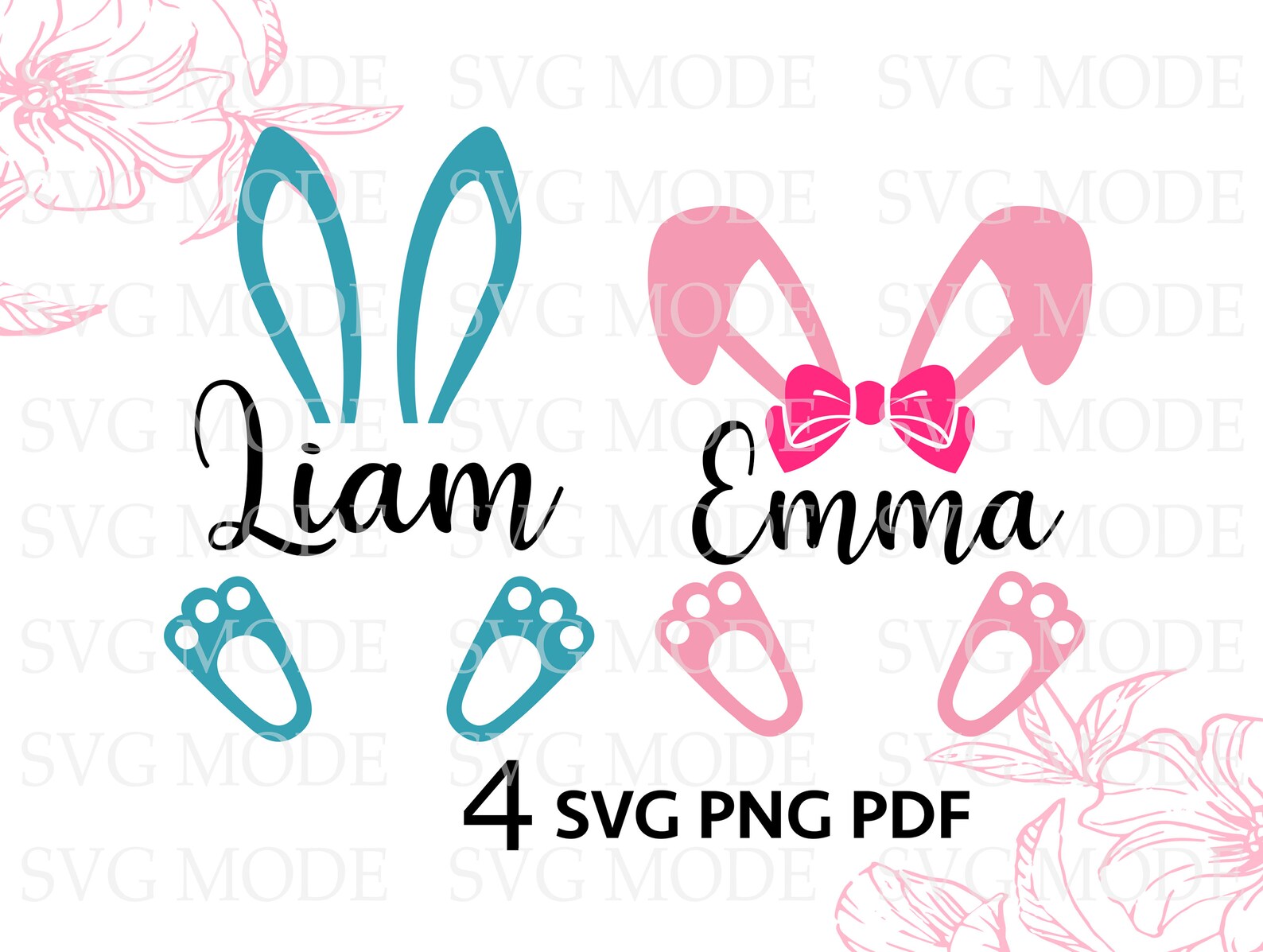 Bunny Name Frame SVG PDF PNG Easter Svg Bunny Ears Svg - Etsy
