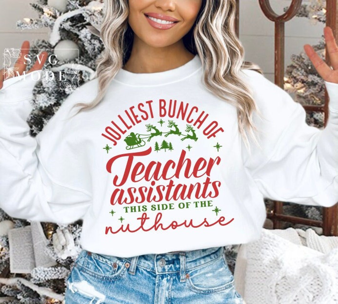 Jolliest Teaching Assistants Svg Png, Teacher Assistant Christmas Svg ...