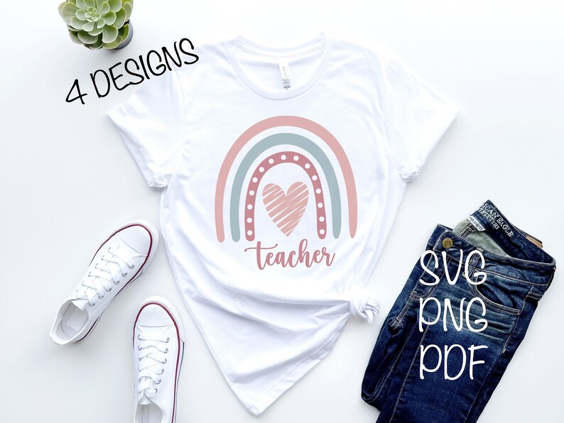 Boho Rainbow Svg Bundle Teacher Rainbow Svg Thank You - Etsy